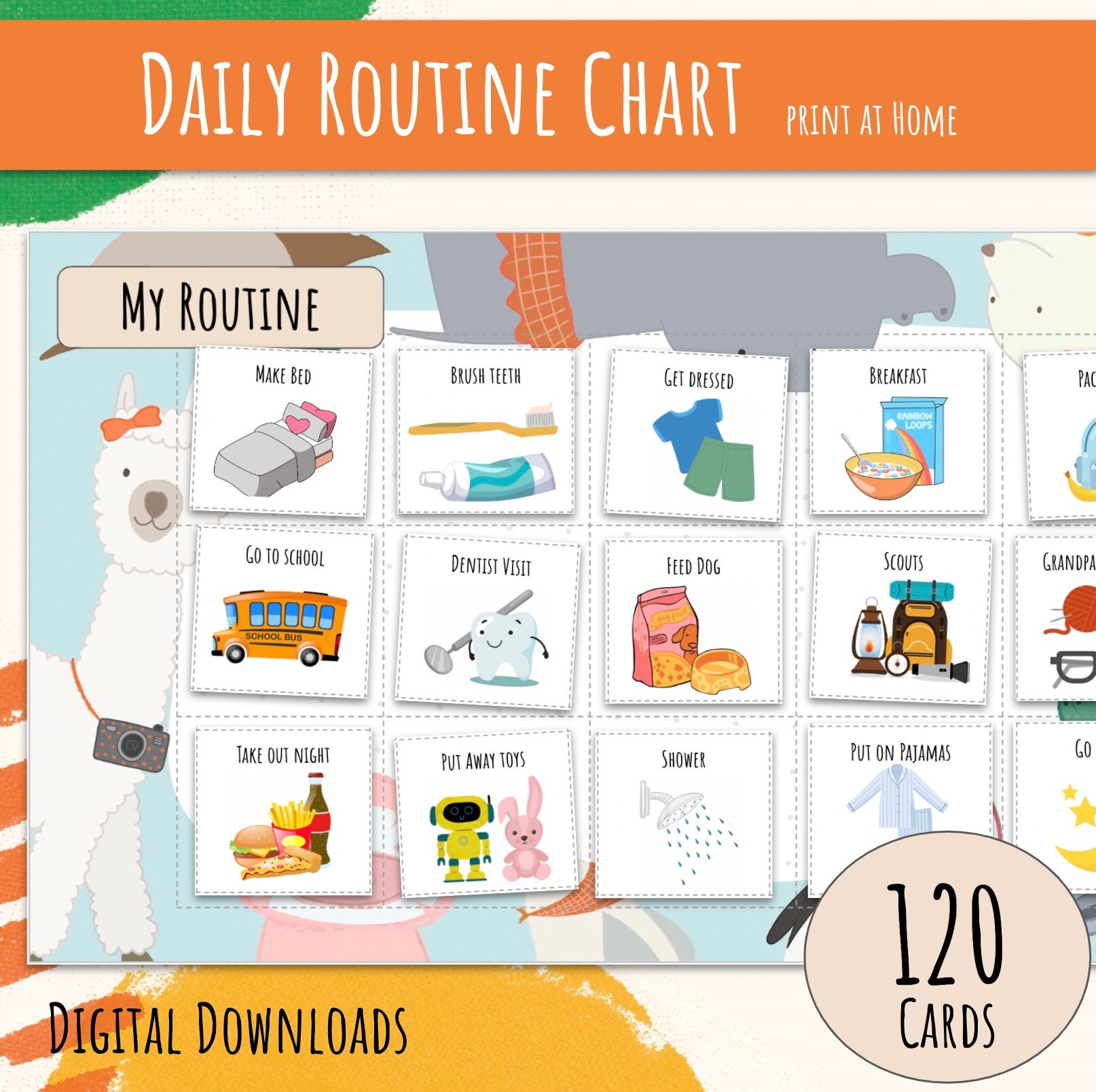 Kids Activity Chart. Daily Visual Activity Chart. Kids Daily Routine ...