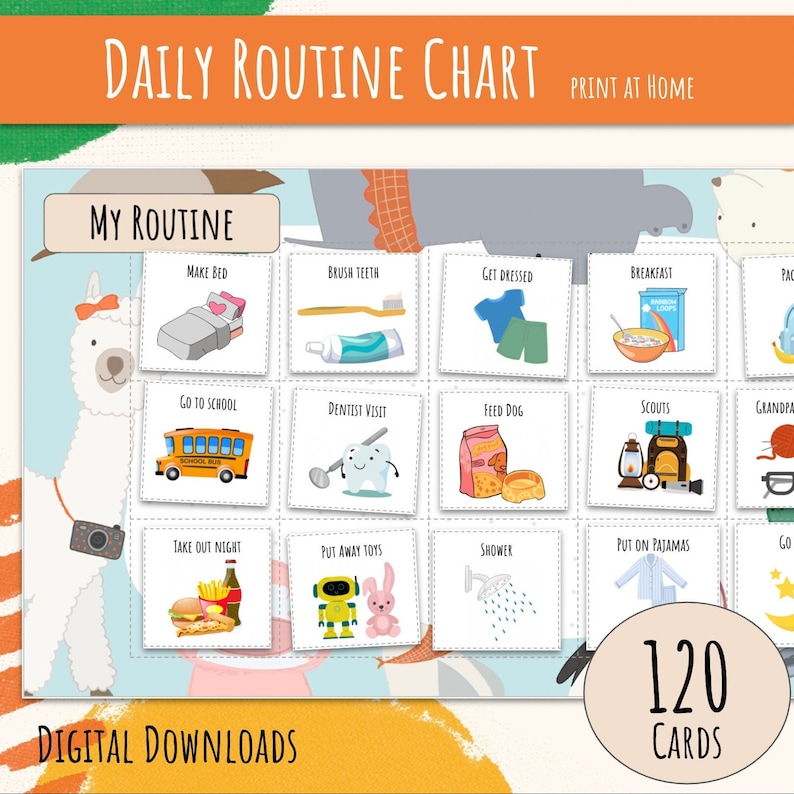 Kids Activity Chart. Daily Visual Activity Chart. Kids Daily - Etsy