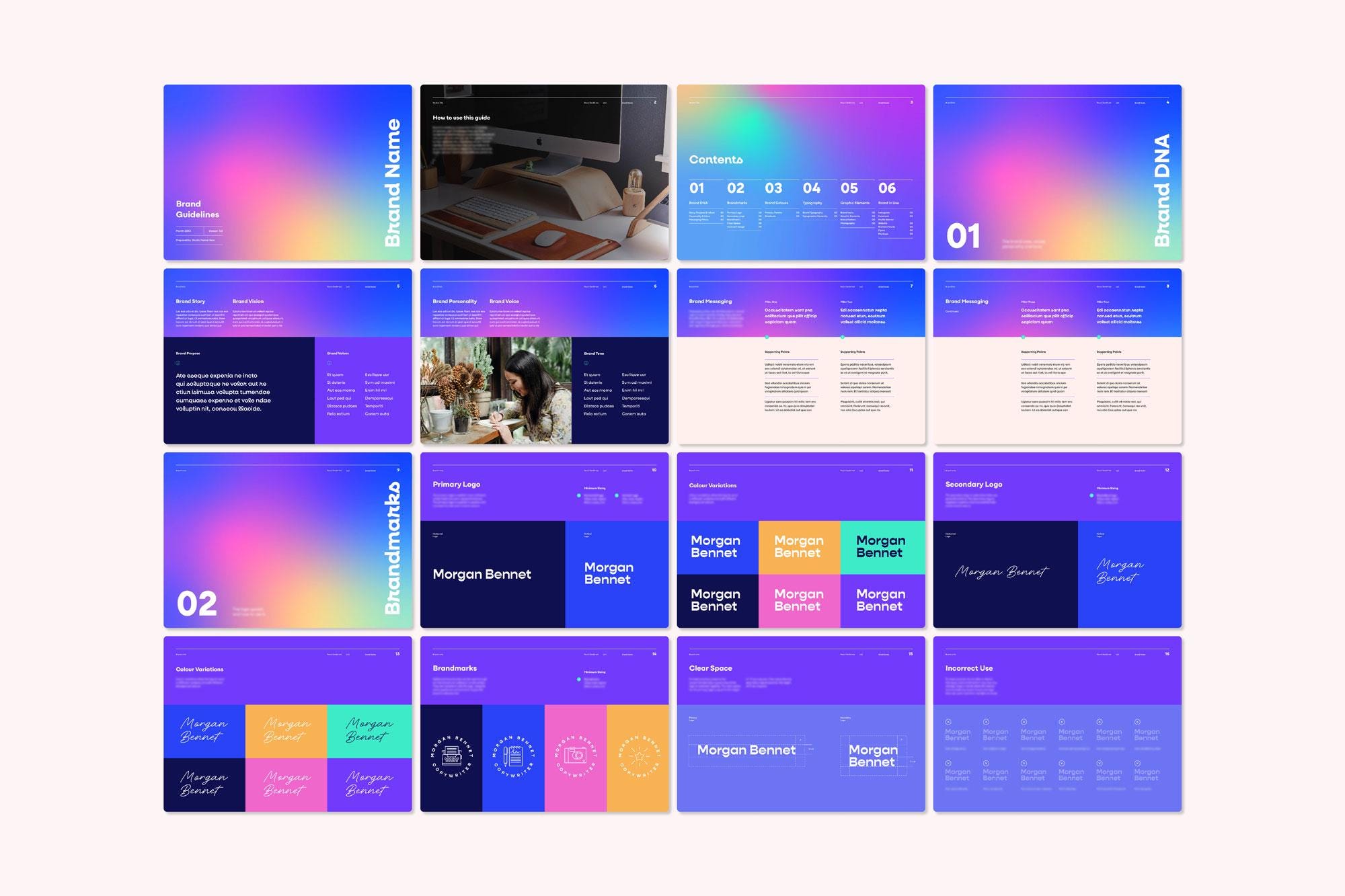 Brand Guidelines Template | Indesign, Illustrator, Canva, Adobe Express ...