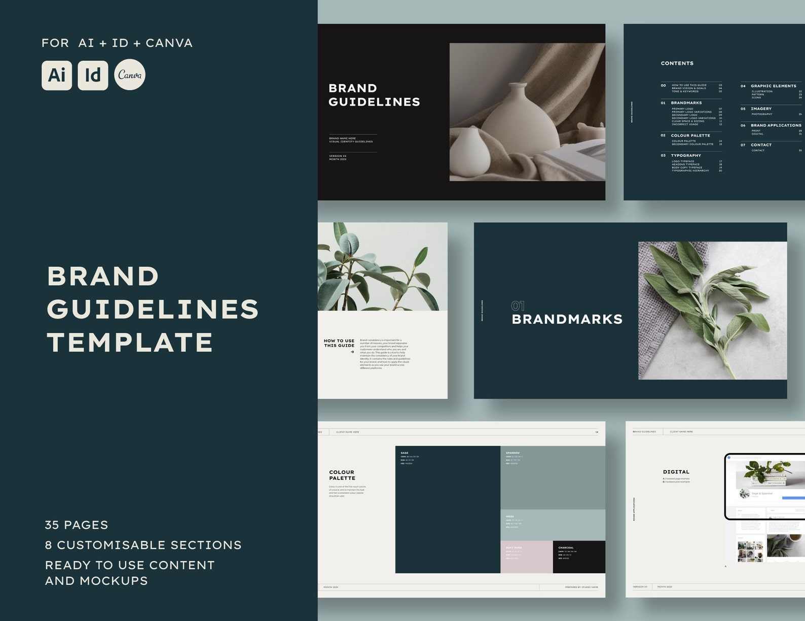 Professional Brand Guidelines Template Canva Adobe - Etsy