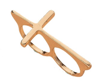 Two Finger Cross Ring - Etsy