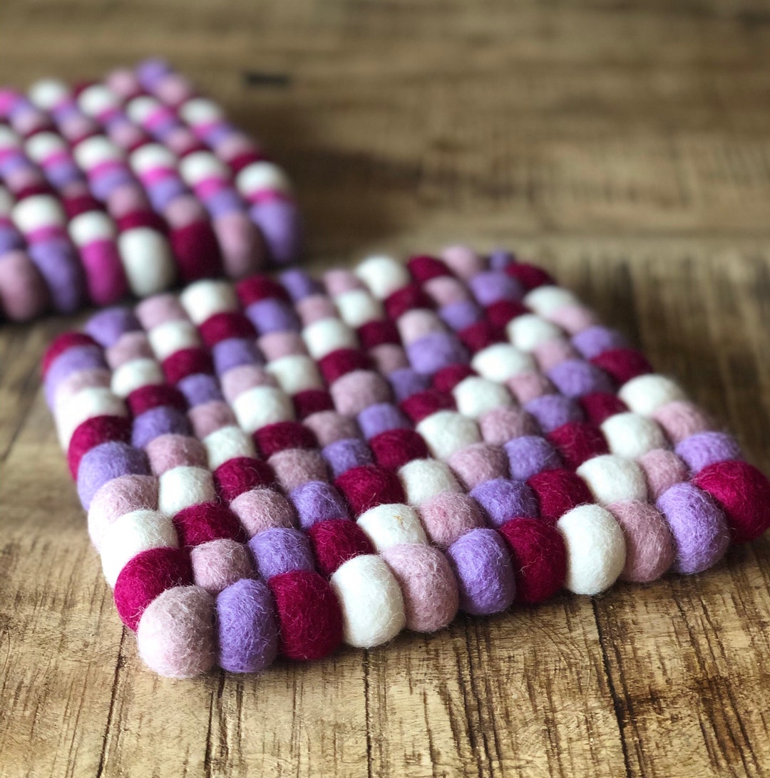 Felt Ball Coasters coasters-pot Coasters-felt Ball Wool - Etsy