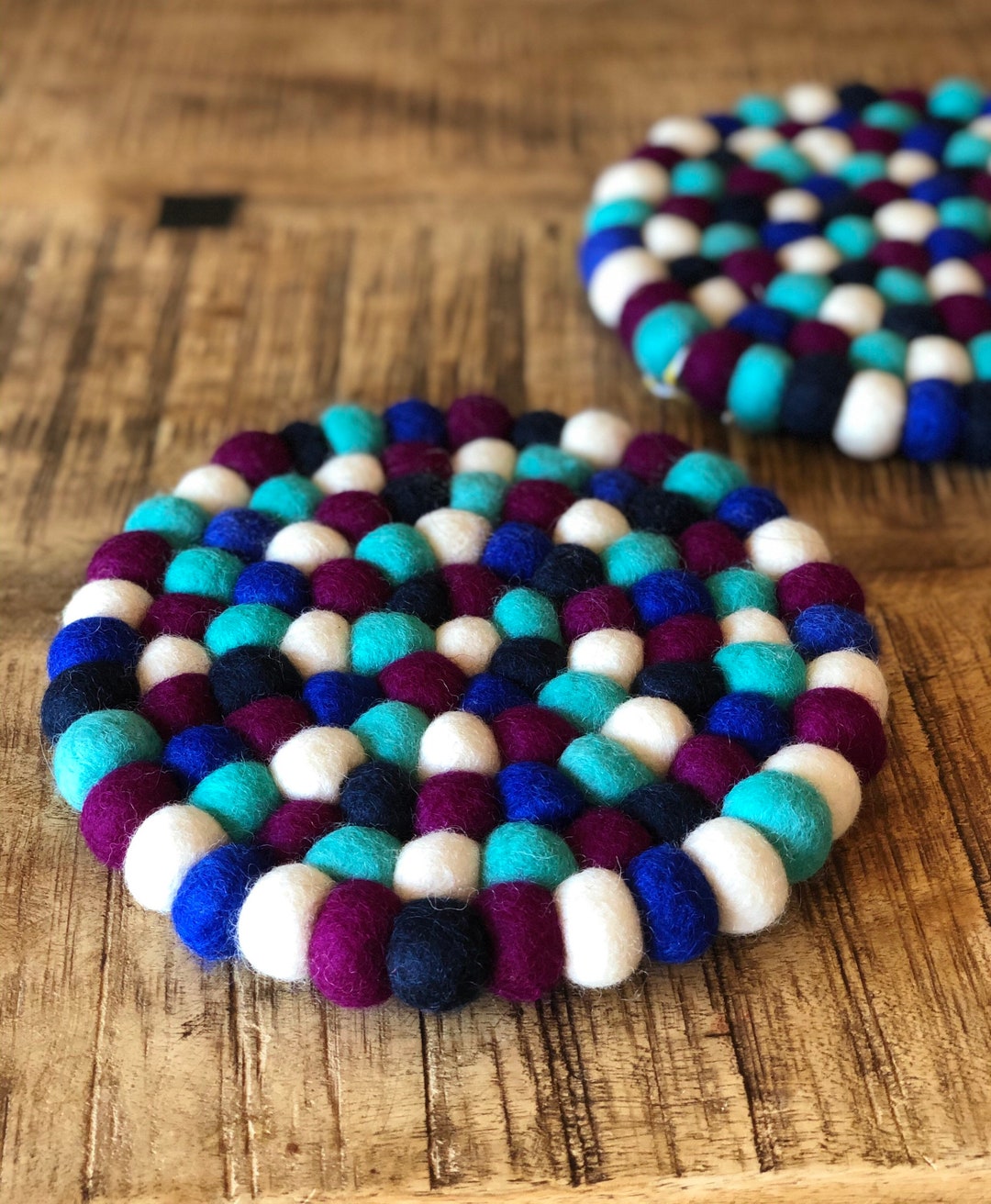 Felt Ball Coaster coaster-pot Coaster-felt Ball Wool Felt - Etsy