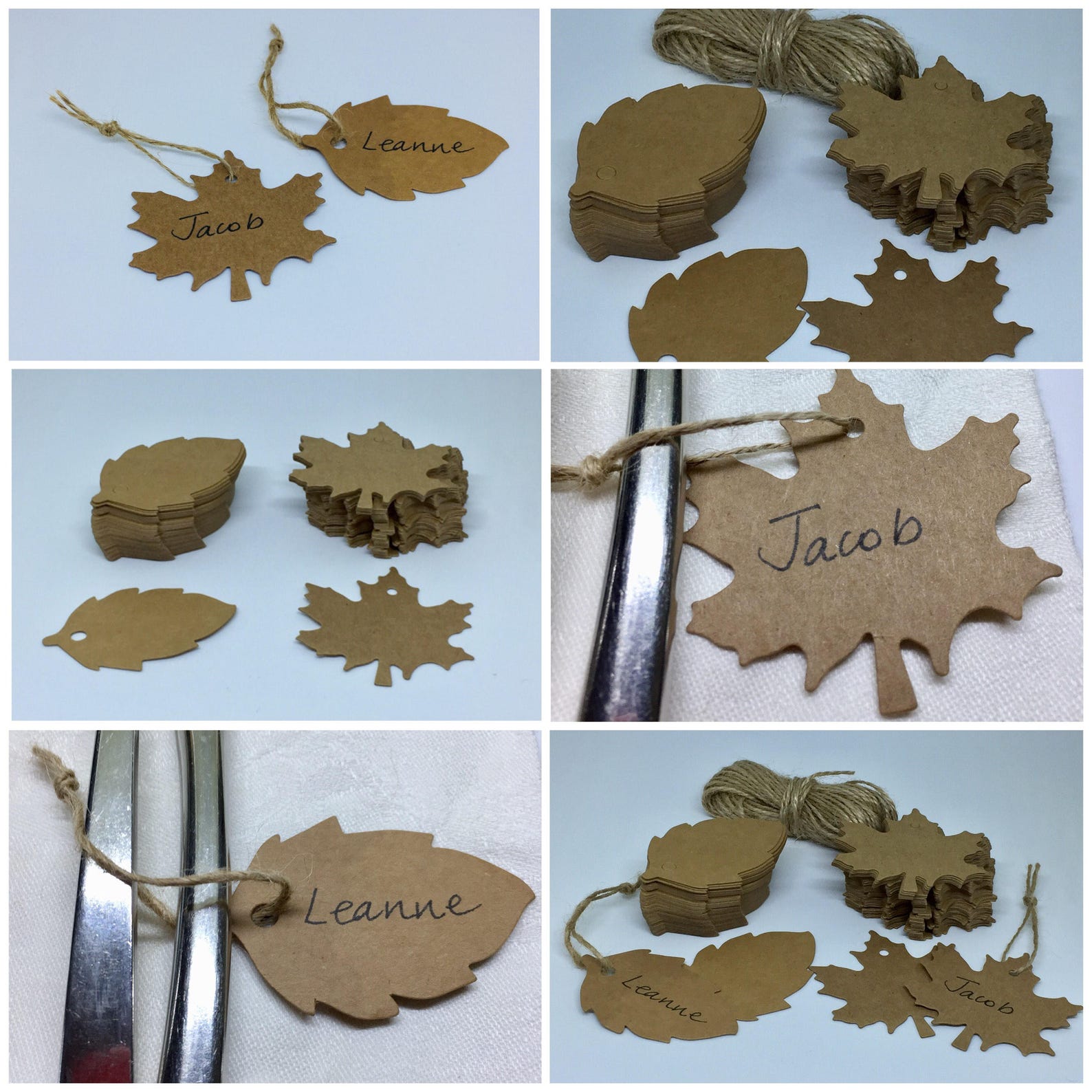 Set of 10 Leaf Shaped Name Place Cards - Etsy