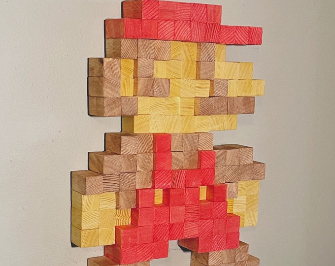 Mario 8-bit Wooden Pixel Fan Art - Etsy
