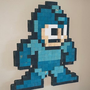 8-bit Mega Man Wooden Pixel Fan Art - Etsy