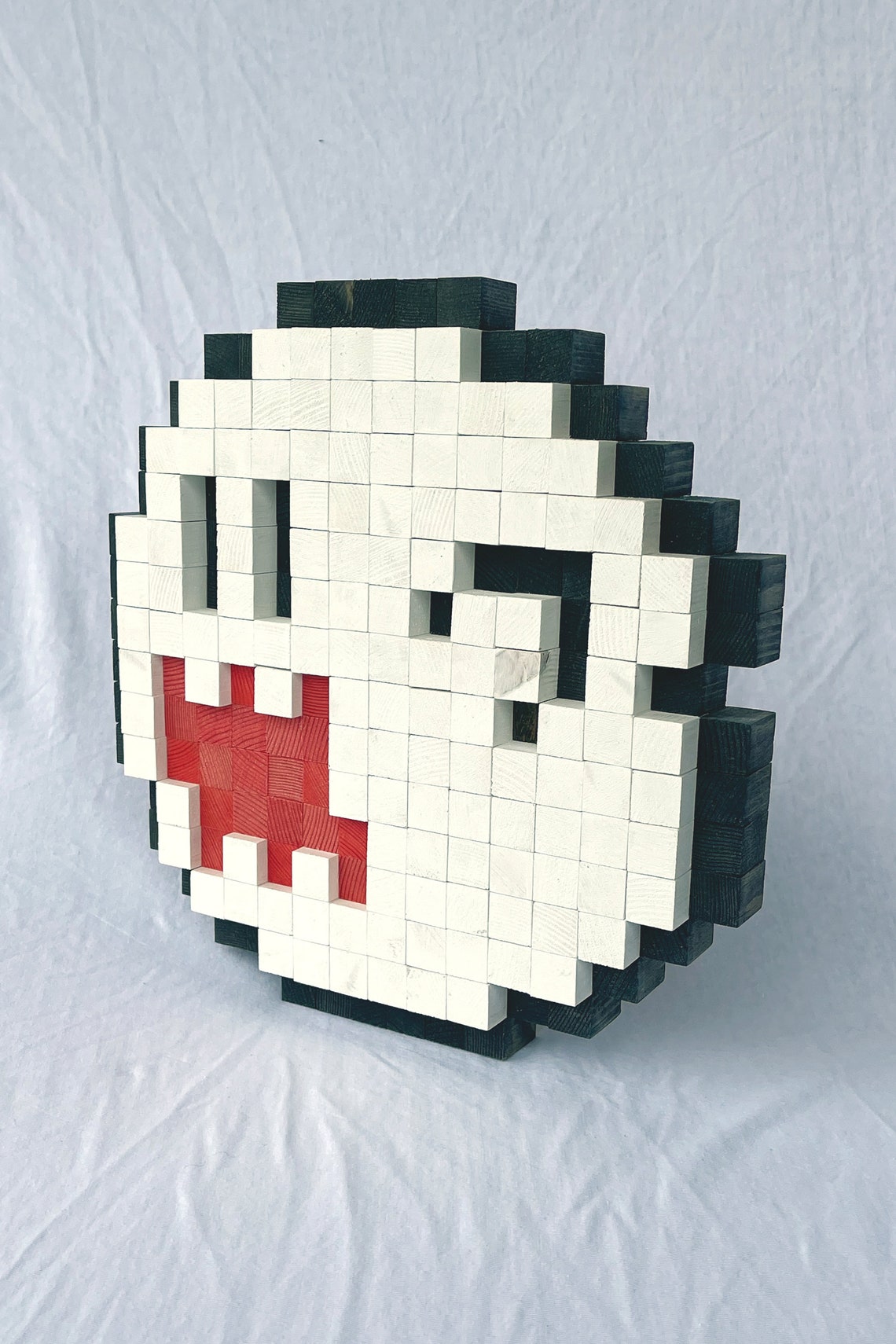 8-bit Mario Ghost "boo" Wooden Pixel Fan Art - Etsy