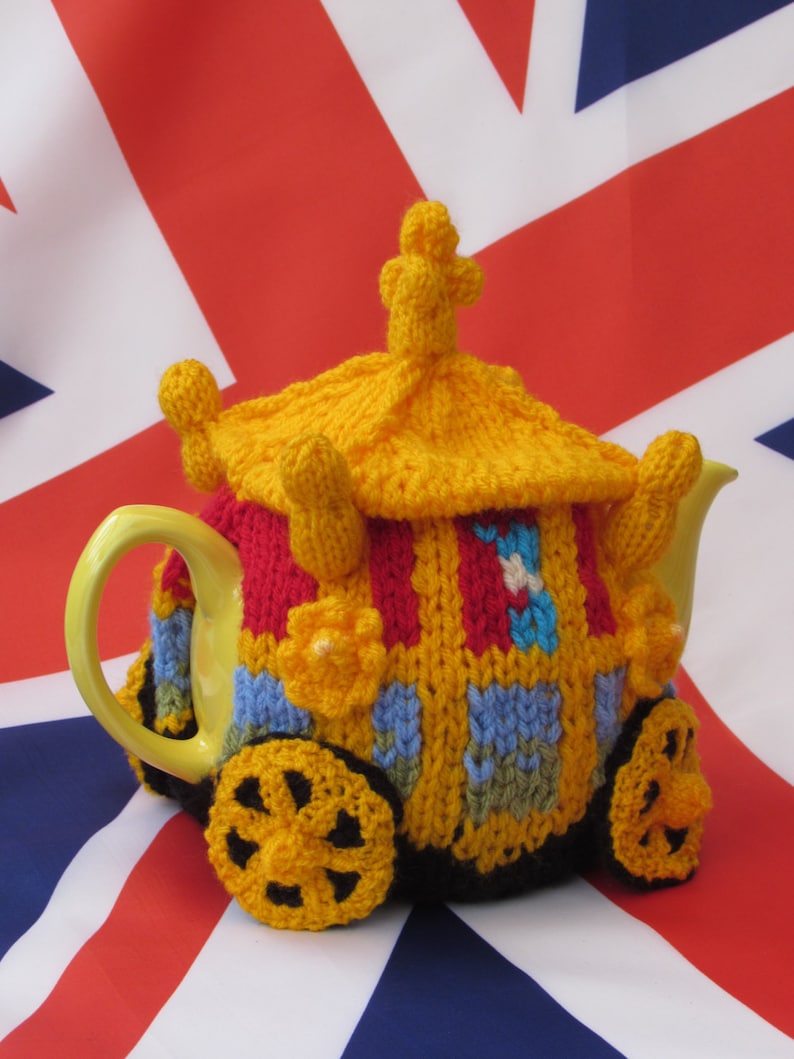 Teacosyfolk's Royal Golden State Coach Tea Cosy Knitting Pattern to ...