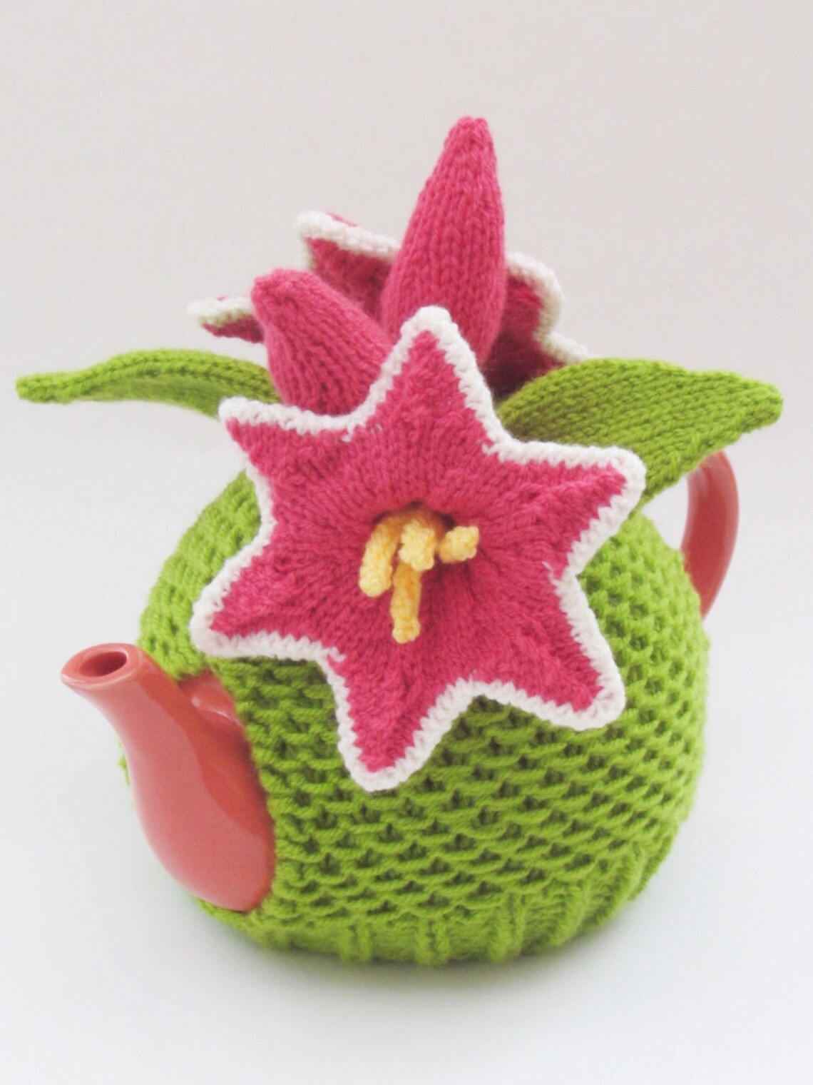 Pink Lily Tea Cosy Knitting Pattern to Knit Your Own Lilies in | Etsy