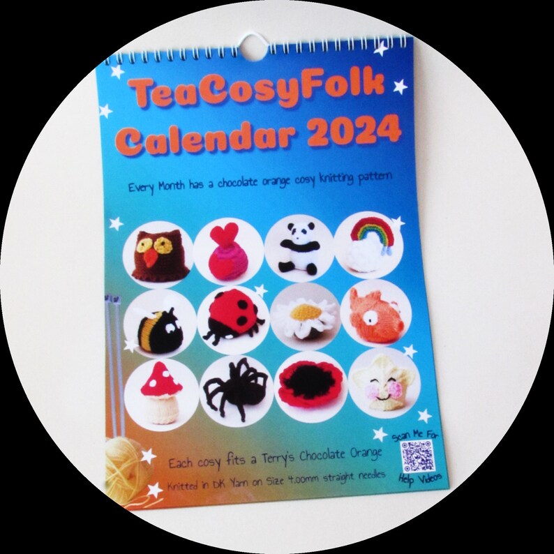 Teacosyfolk Knitting Pattern Calendar 2024 - 12 Knitting Patterns in a ...
