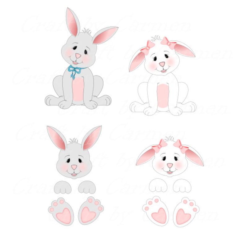 Bunny Clip Art Clipartcute Bunniesscrapbookdigital - Etsy Australia