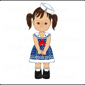 Sailor Girl Clip Art Boat Baby Girl Cute Sailor Ahoy - Etsy
