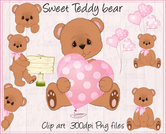 Teddy Bear Clip Art Teddy Bear Digitalbears Printable Teddy | Etsy