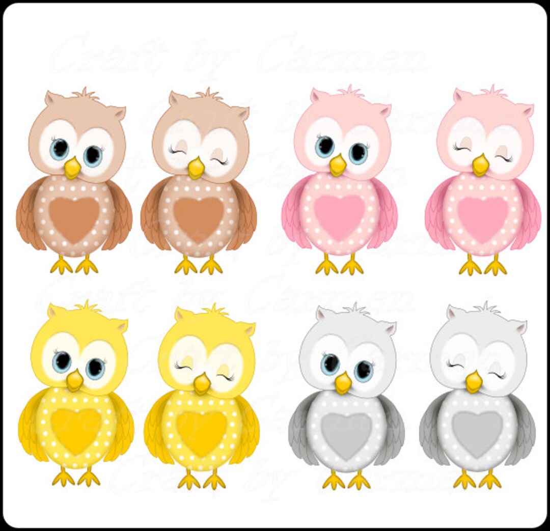Owls Clip Art, Cute Owls Clipart, Scrapbook, Digital Art, personal ...