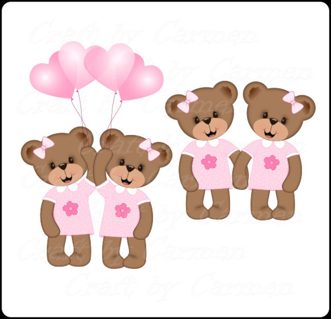 Twin Sisters Cute Twins Teddy Bear Clip Art Cute Teddy - Etsy Finland