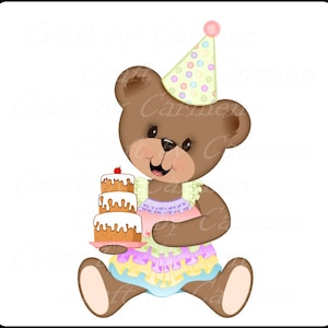 Birthday Teddy Bear Clip Art Cute Baby Bearsdigital Art - Etsy