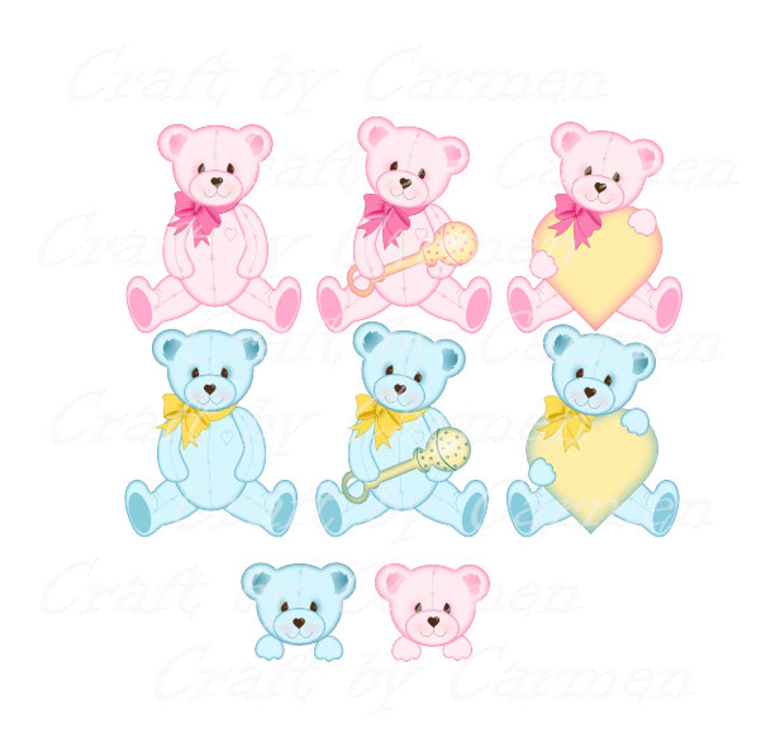 Teddy Bear Clip Art Cute Bear Baby Bears Digital Art - Etsy