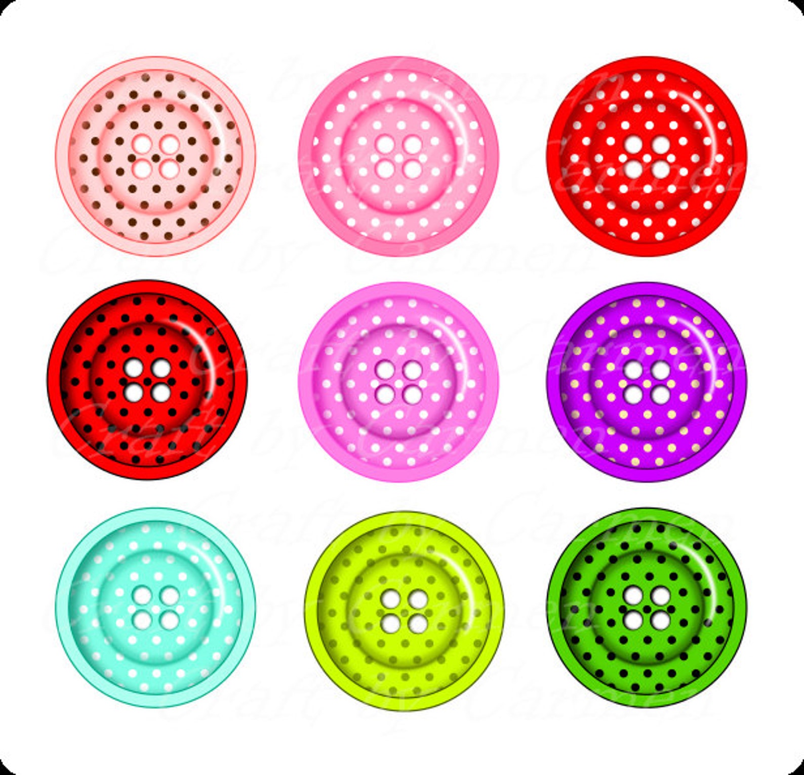 Sewing Buttons Clip Art Buttons Sew Clipart Scrapbook | Etsy