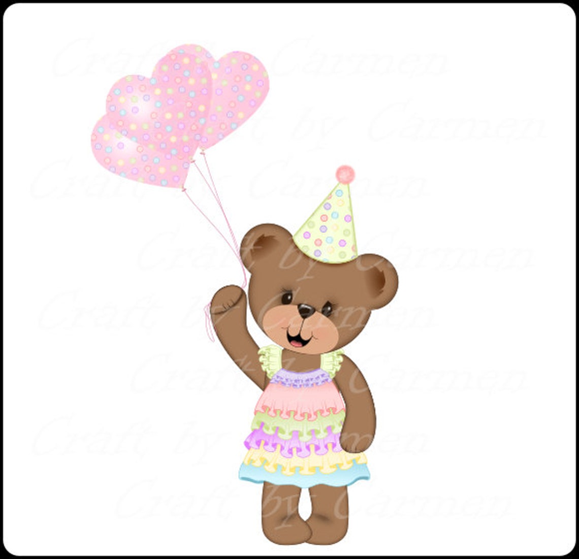 Birthday teddy bear clip art cute baby bearsdigital art | Etsy