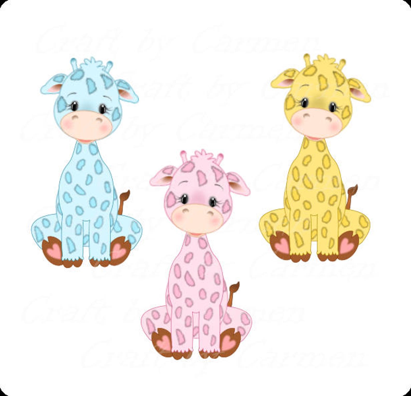 Giraffe Clip Art Cute Giraffes Zoo Jungle Safari Baby - Etsy