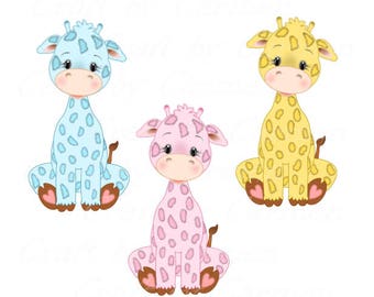 Giraffe Clip Art Cute Giraffes Zoo Jungle Safari Baby | Etsy