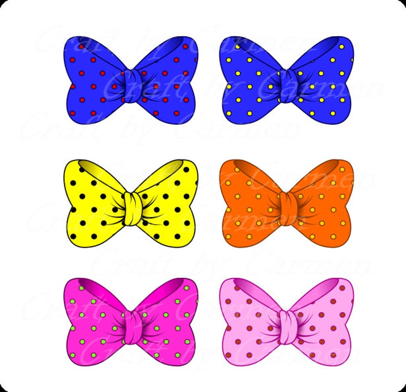 Bows clip art cute bows polka dot bow digital art | Etsy