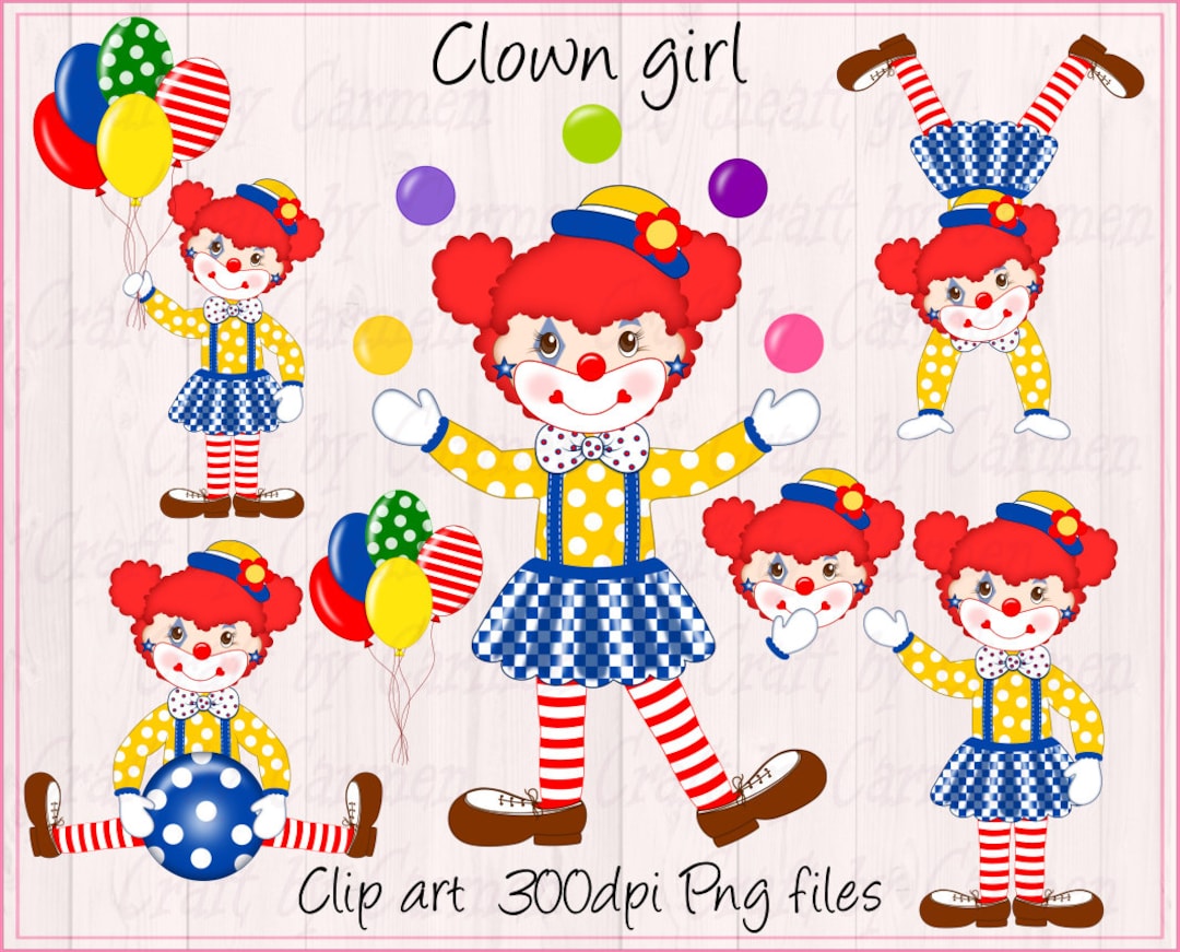 Clowns Girl Clip Art, Cute Clowns, Circus, Girl, Digital Clowns ...