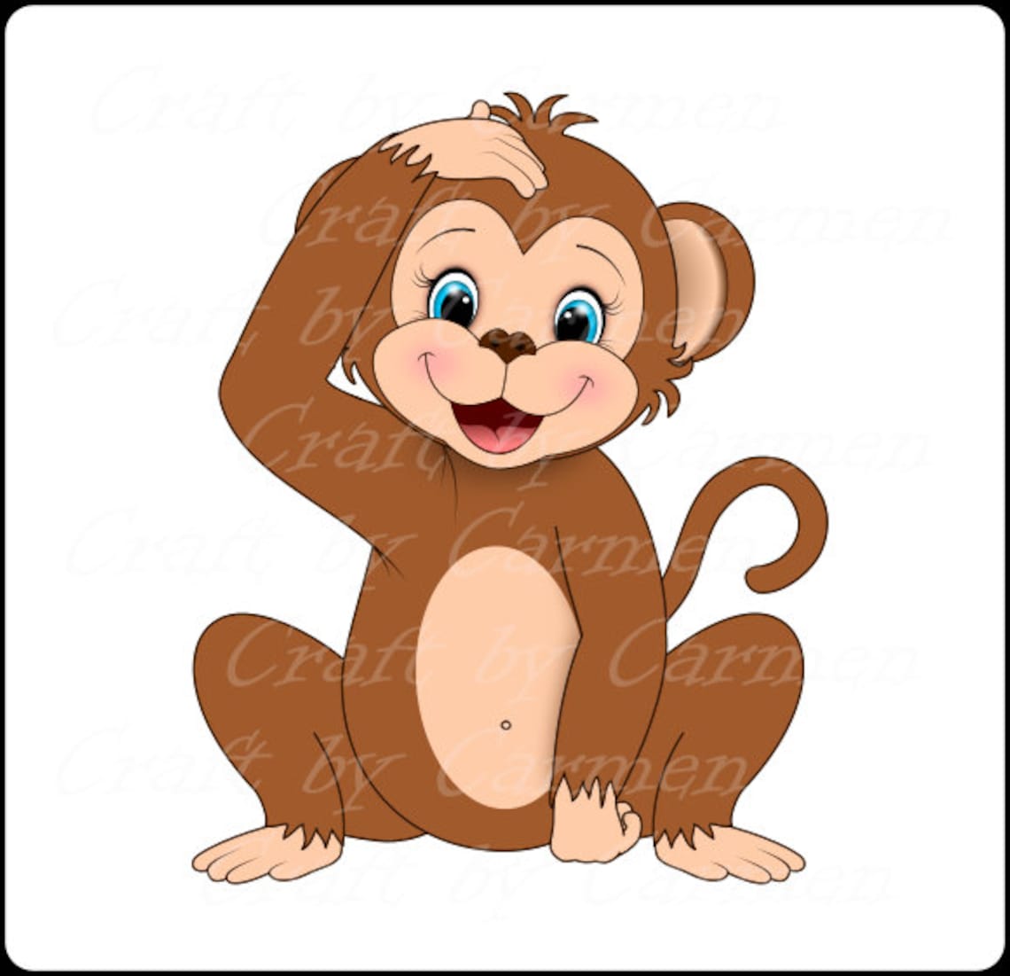 Monkey Clip Art Little Monkey Cute Jungle Zoo Safari | Etsy