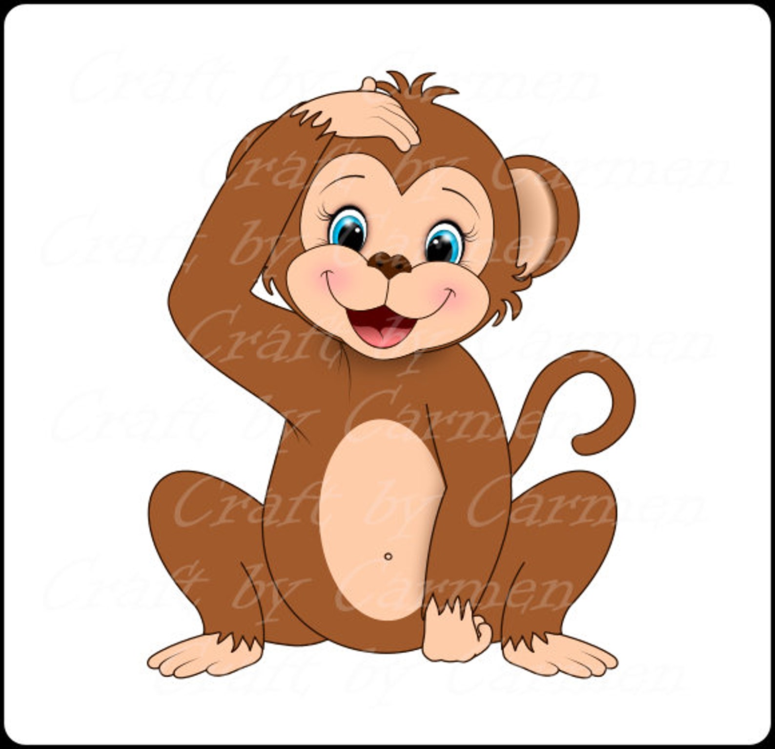 Affen-ClipArt kleiner Affe niedlich Dschungel Zoo Safari | Etsy