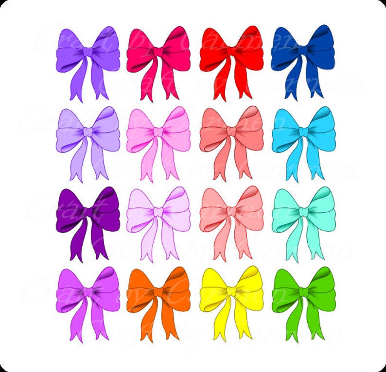 Bows Clip Art Cute Bows Bow Digital Art Scrapbook Graphic - Etsy