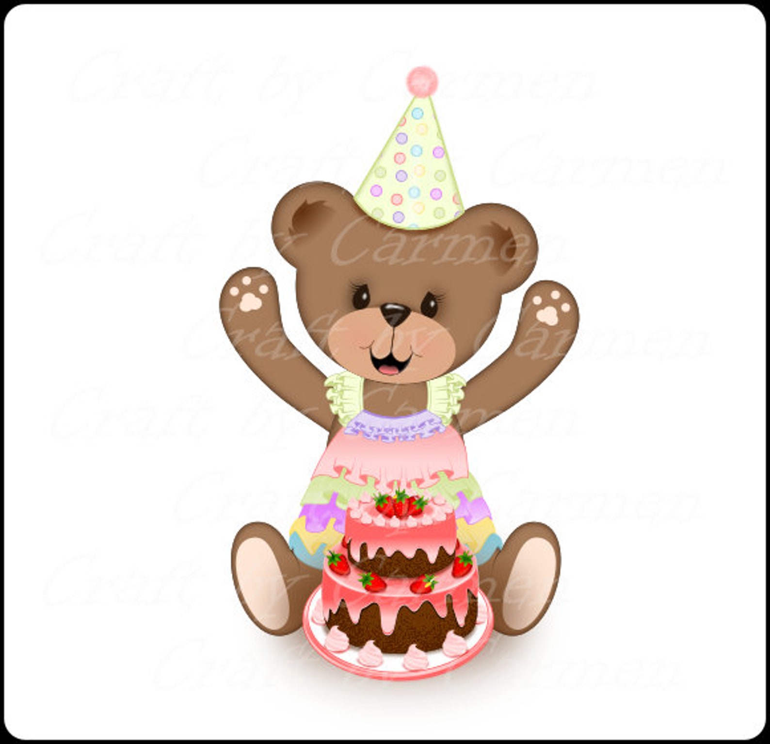 Birthday Teddy Bear Clip Art Cute Baby Bearsdigital Art - Etsy