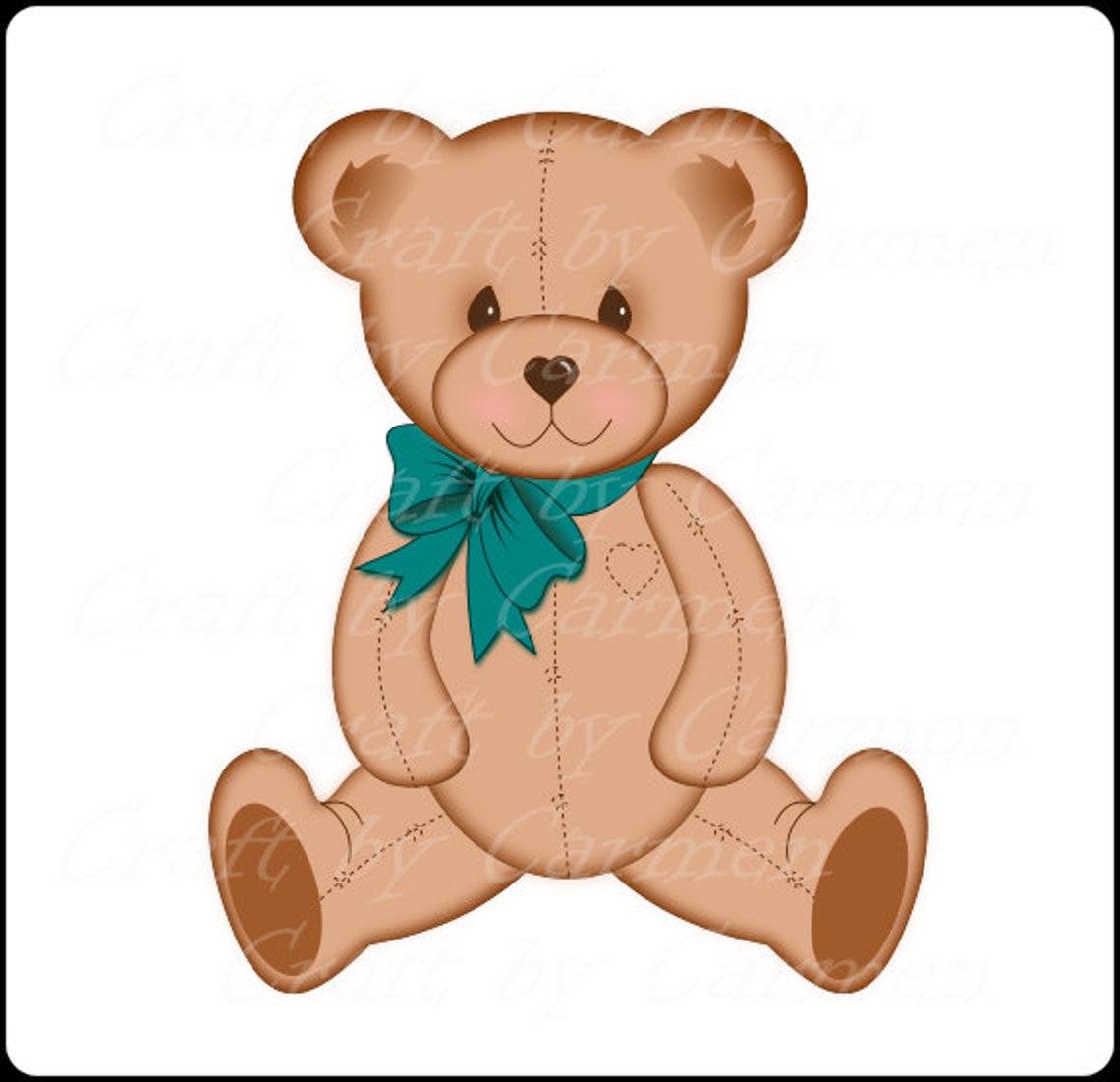 Teddy bear clip art cute bear baby bears red bow digital | Etsy