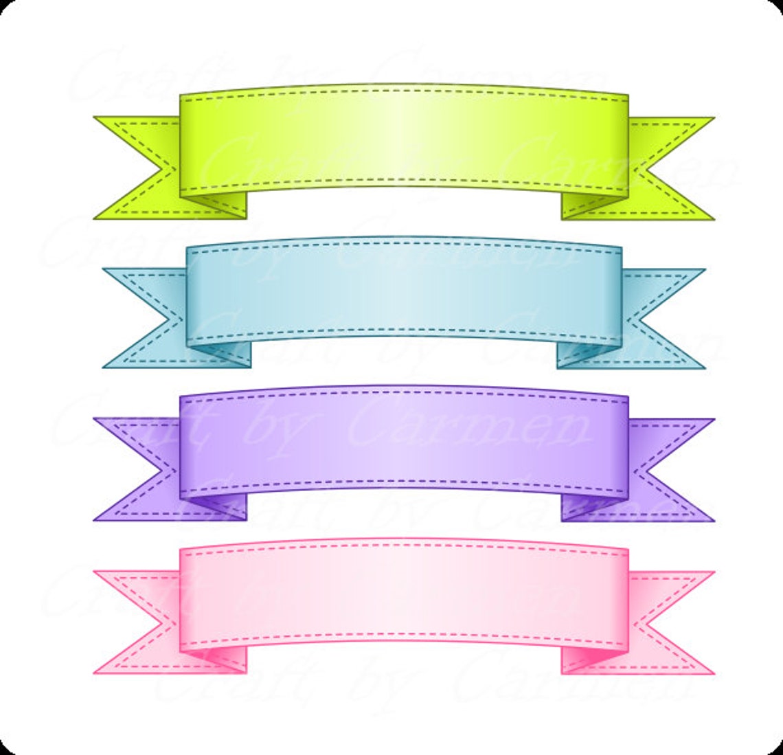 Banners Clip Art Digital Banners Cute Banners Colorful - Etsy