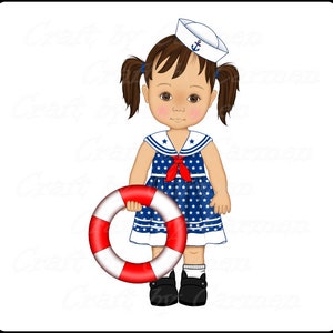 Sailor Girl Clip Art Boat Baby Girl Cute Sailor Ahoy - Etsy