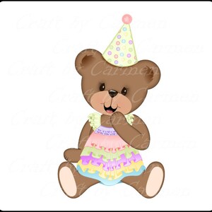 Birthday Teddy Bear Clip Art Cute Baby Bearsdigital Art - Etsy