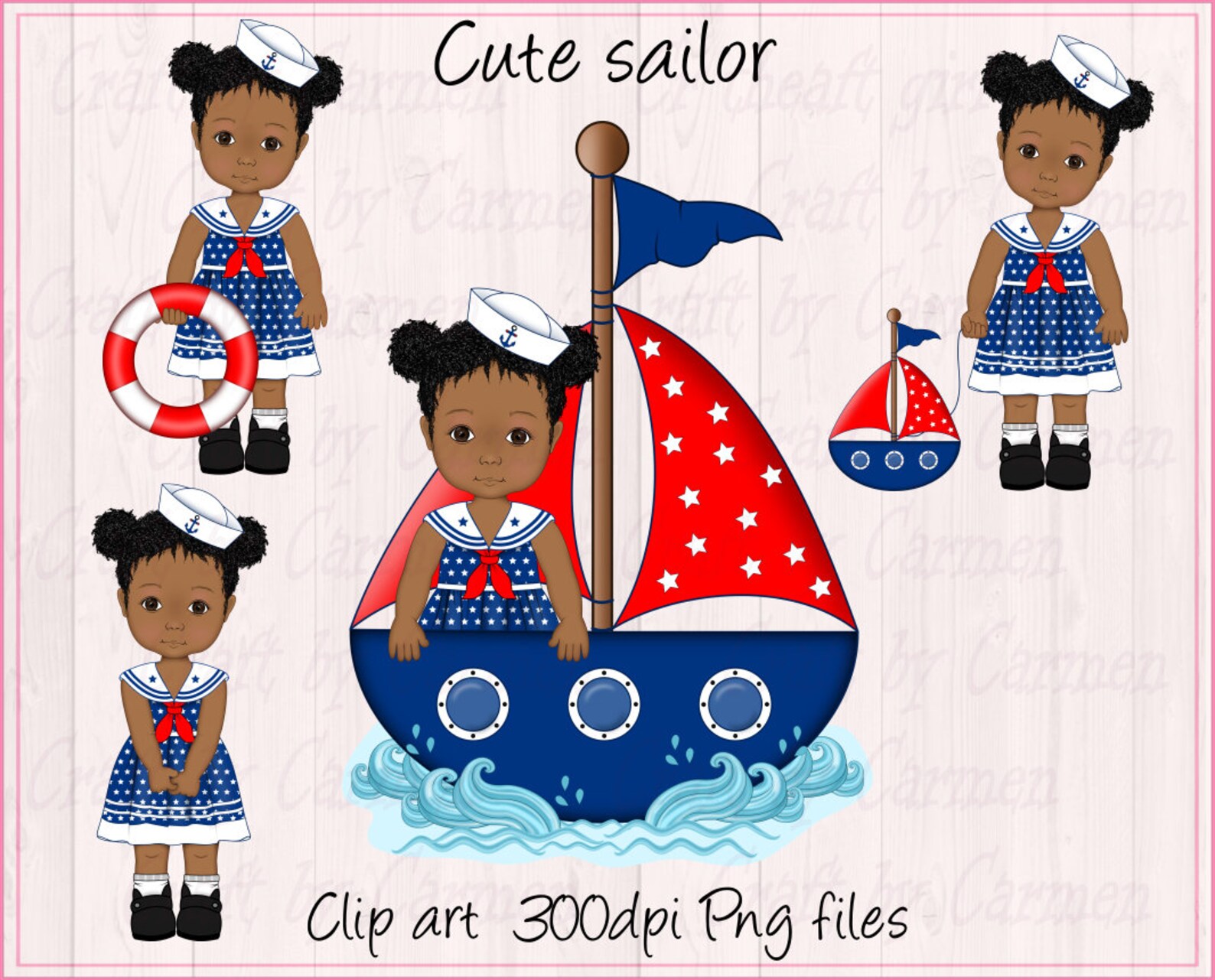Sailor Girl Clip Art Boat Baby Girl Cute Sailor Ahoy - Etsy