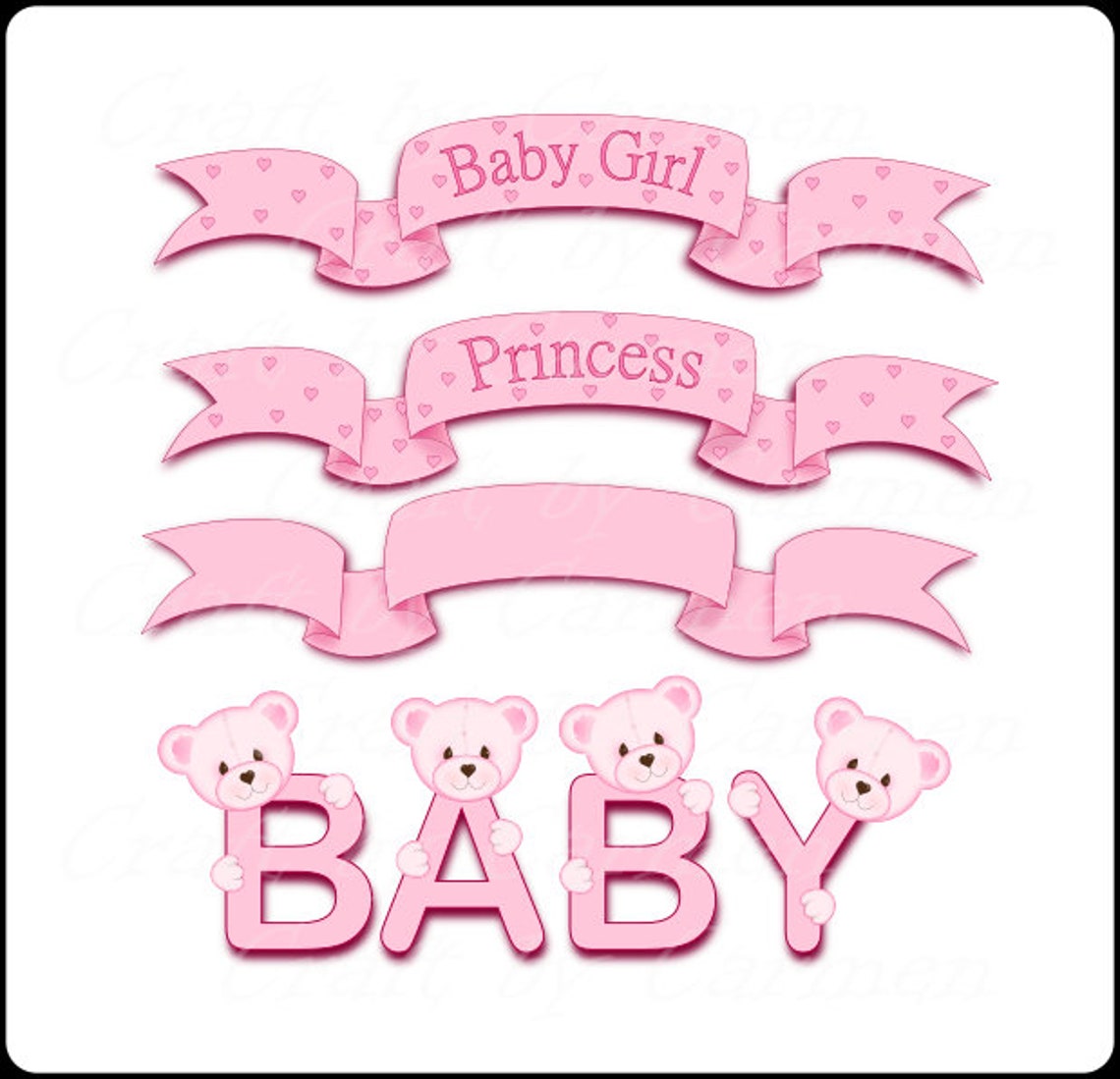 Banners Clip Art Baby Clip Art Baby Bannersbaby Bear Baby - Etsy