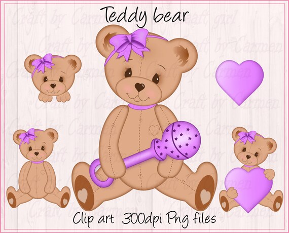 Cute Purple Teddy Bears With Hearts