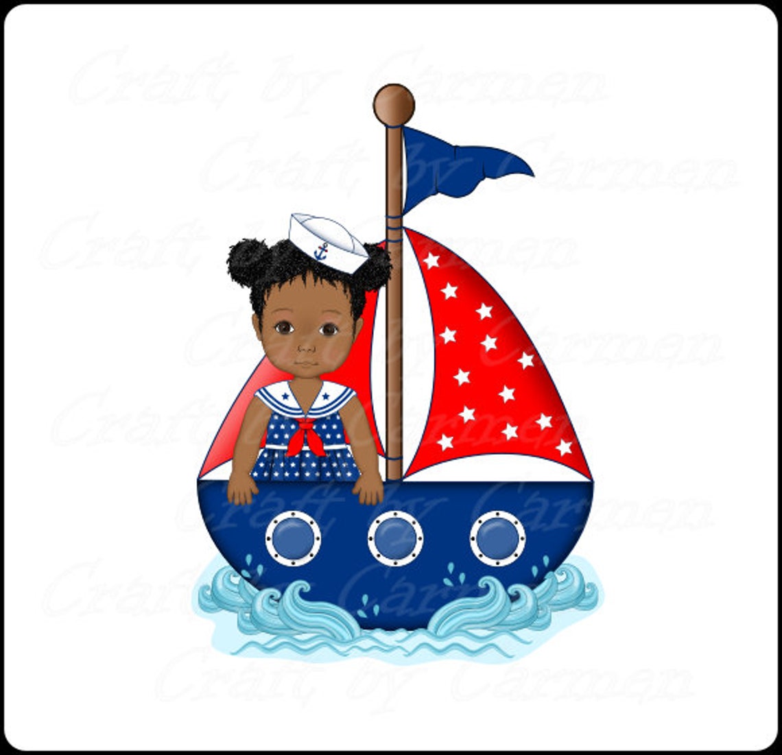 Sailor Girl Clip Art Boat Baby Girl Cute Sailor Ahoy - Etsy