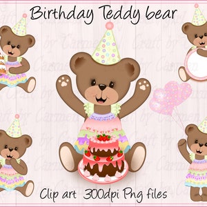 Birthday Teddy Bear Clip Art Cute Baby Bearsdigital Art - Etsy