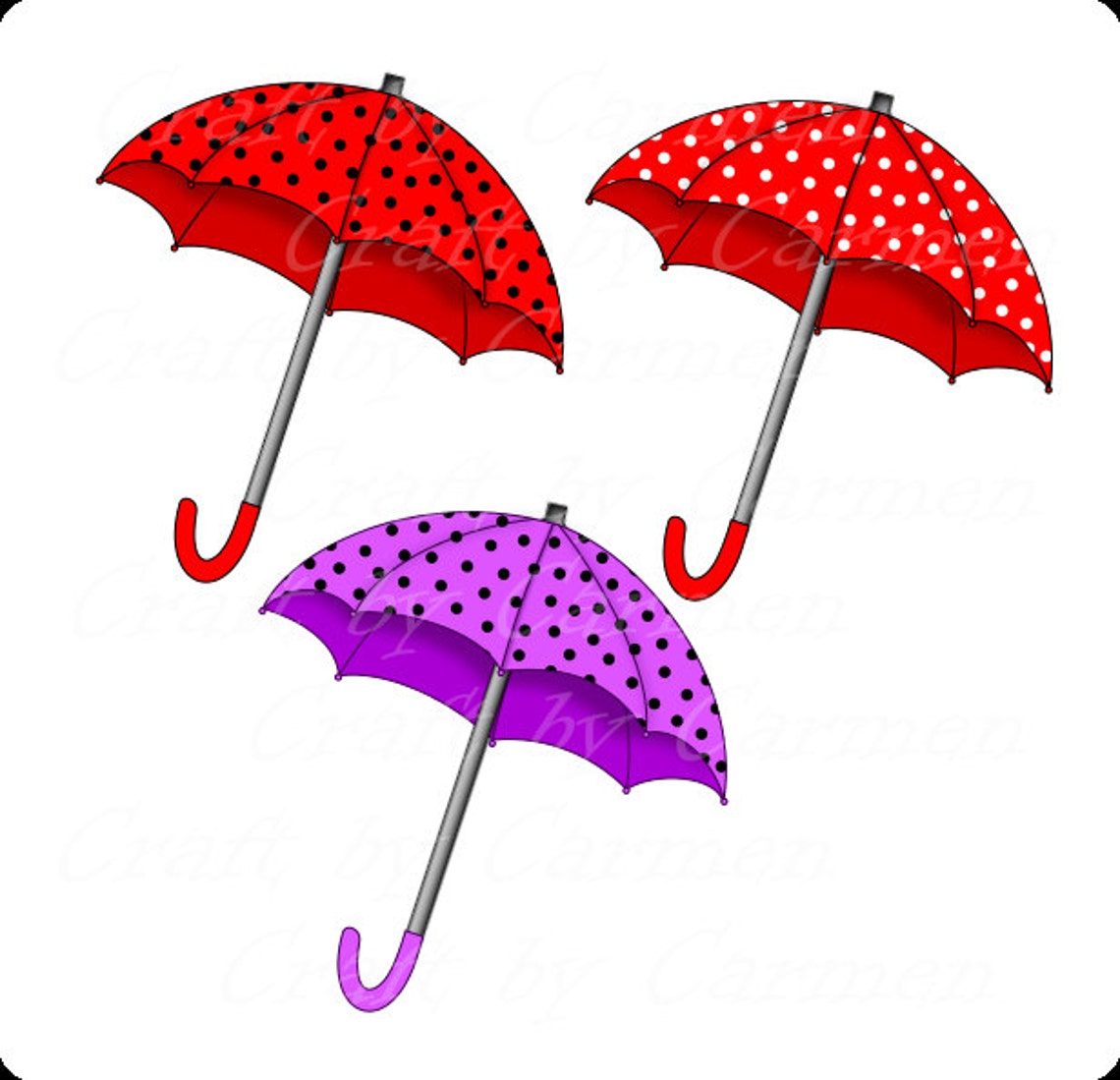 Umbrellas Clip Art Rain Weather Digital Art Scrapbook | Etsy