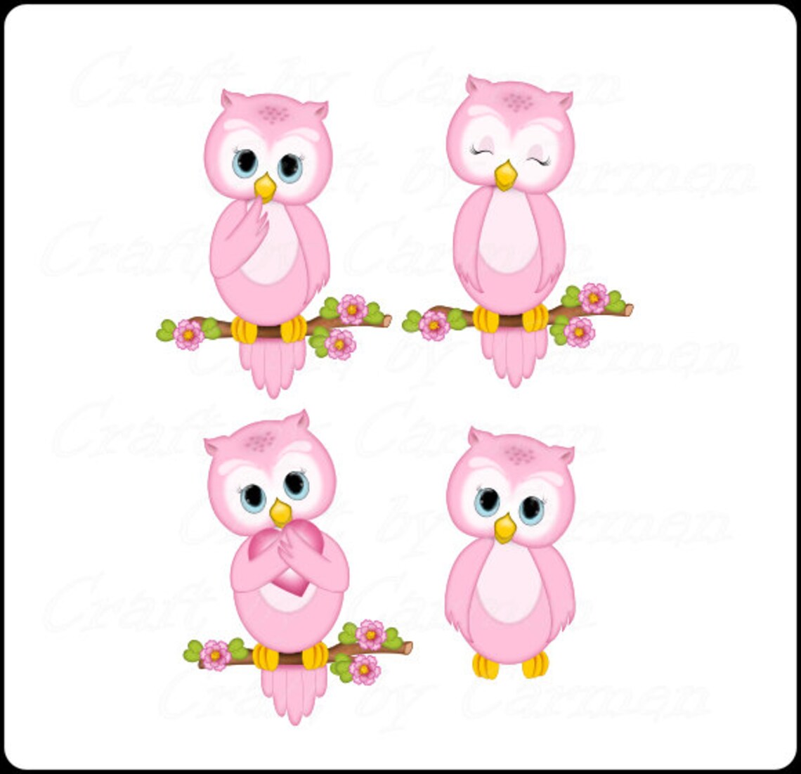 Owls Clip Art Cute Owls Clipart Scrapbook Digital Art - Etsy