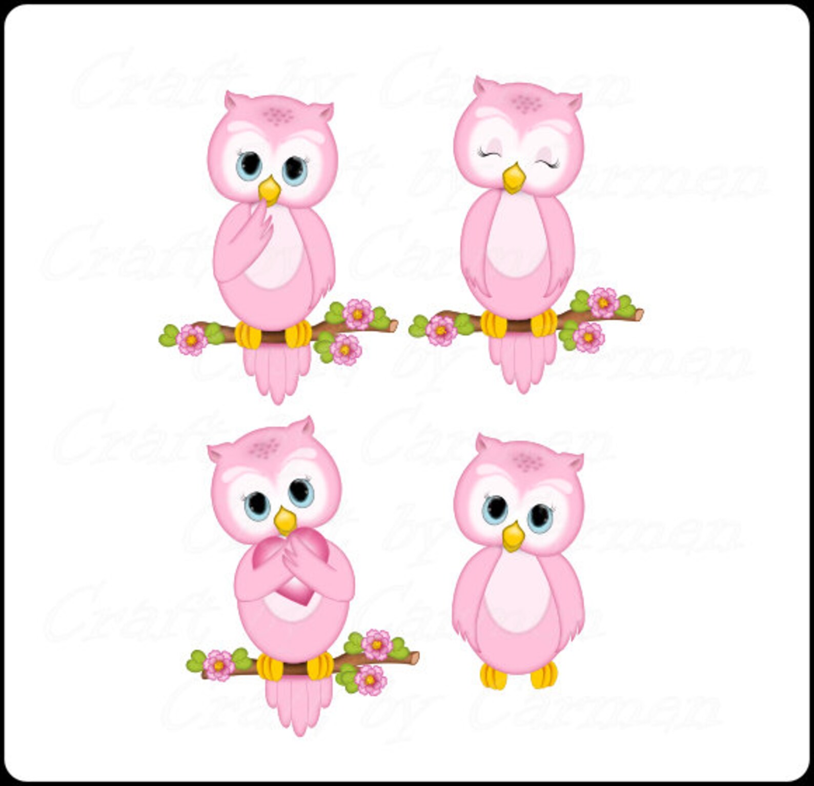Owls Clip Art Cute Owls Clipart Scrapbook Digital Art - Etsy