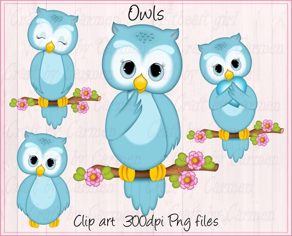 Owls Clip Art Cute Owls Clipart Scrapbook Digital Art | Etsy