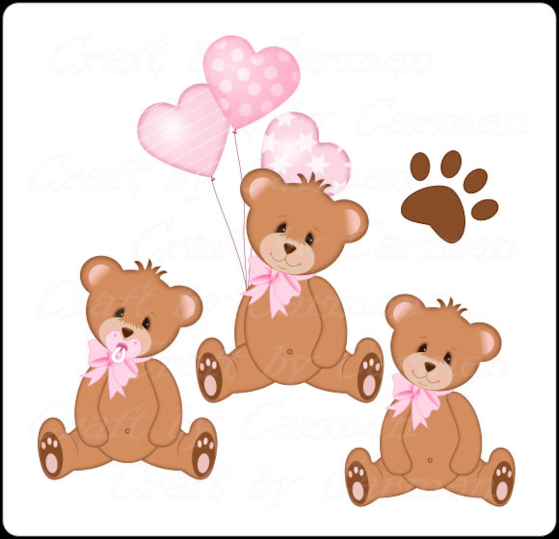 Teddy Bear Clip Art Cute Bear Baby Bears Digital Art | Etsy