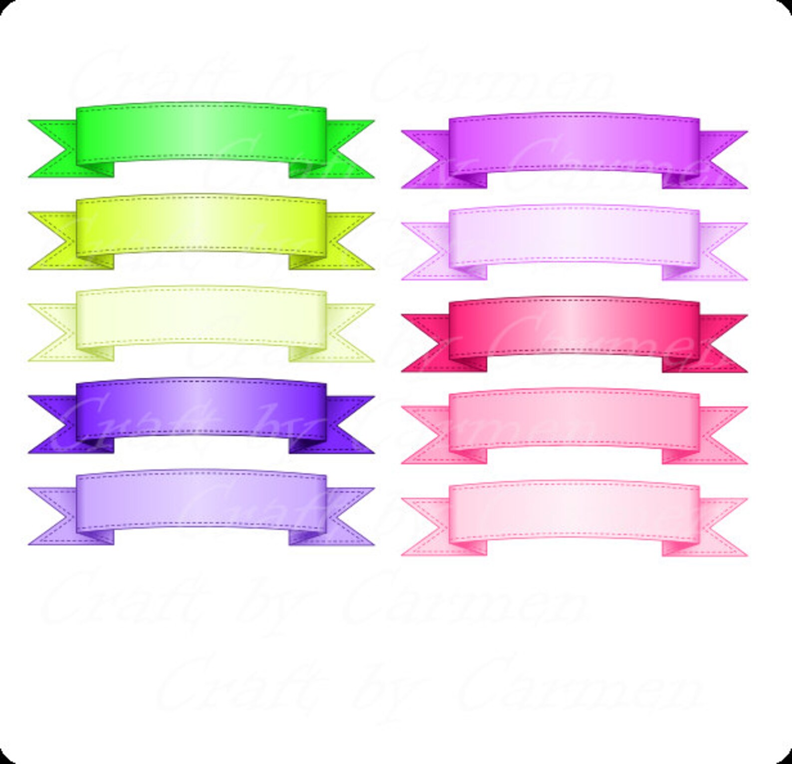 Banners Clip Art Digital Banners Cute Banners Colorful | Etsy