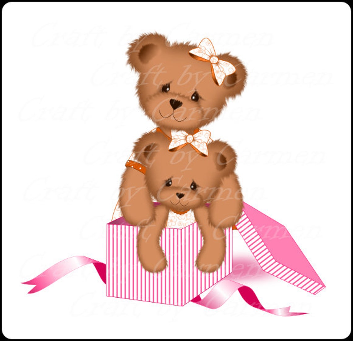 Teddy Bear Clip Art Mama Bear and Baby Bear Baby Girl Cute - Etsy