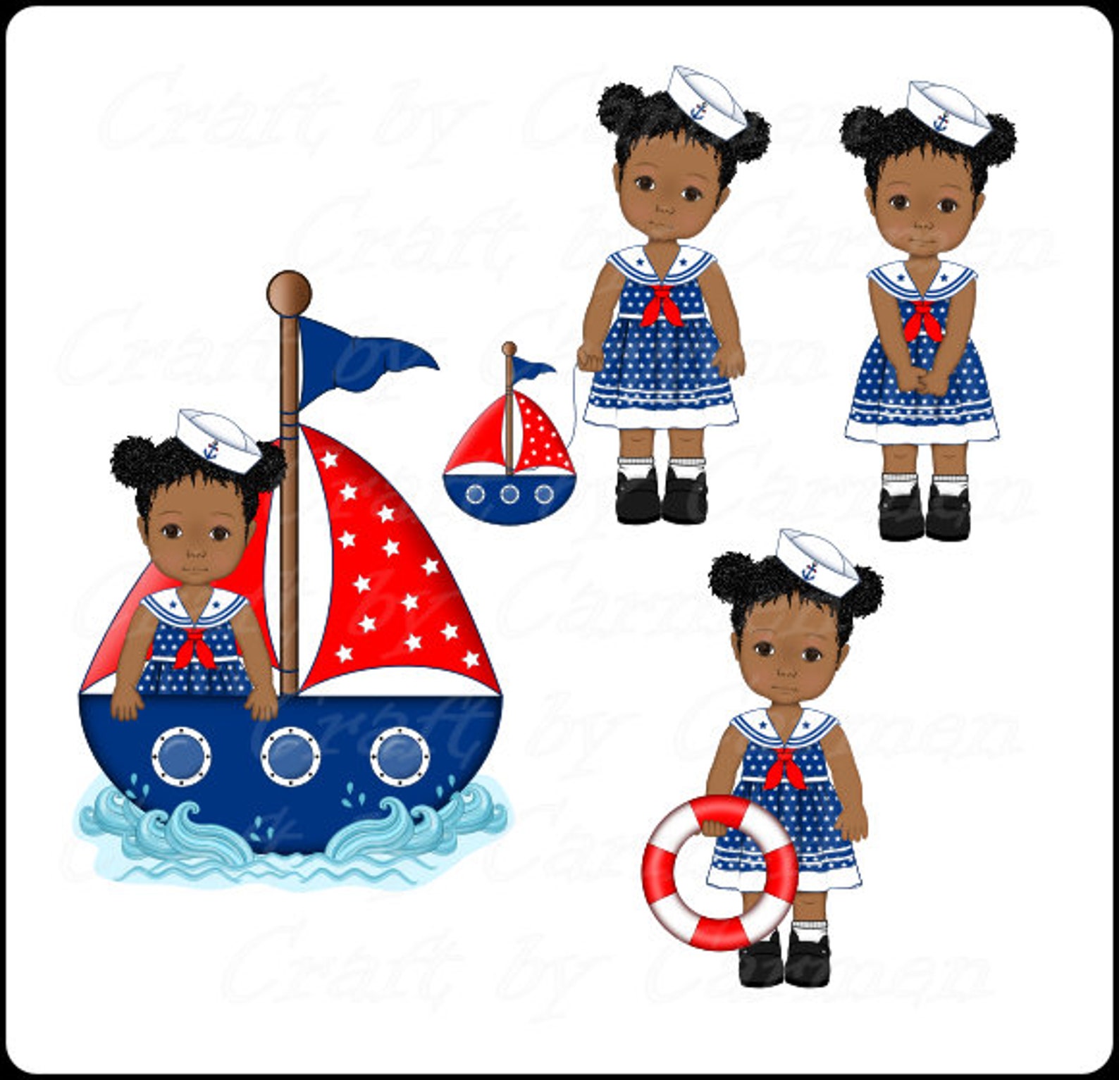 Sailor Girl Clip Art Boat Baby Girl Cute Sailor Ahoy - Etsy