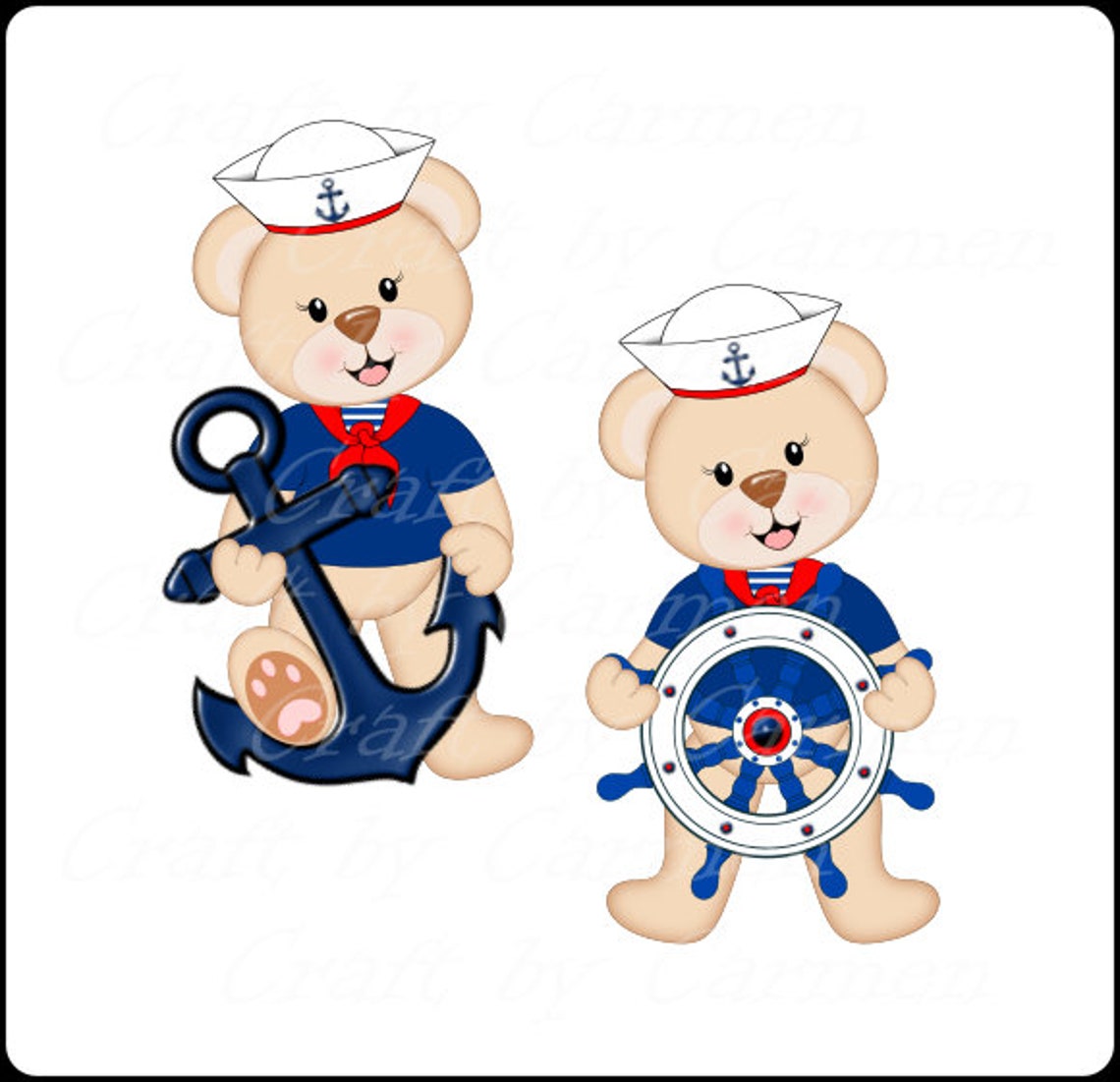 Sailor Teddy Bear Nautical Bear Clip Art Digital Art | Etsy
