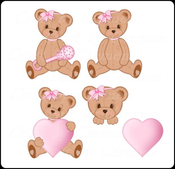 Baby Girl Teddy Bear Clip Art
